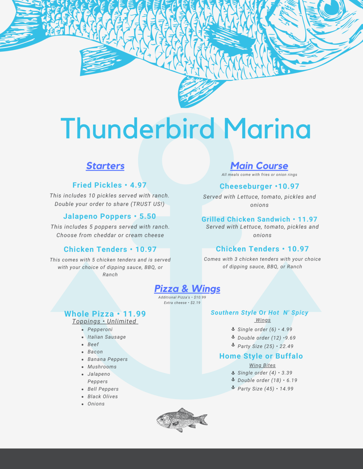 Marina Restaurant Menu – Thunderbird Marina & RV Resort